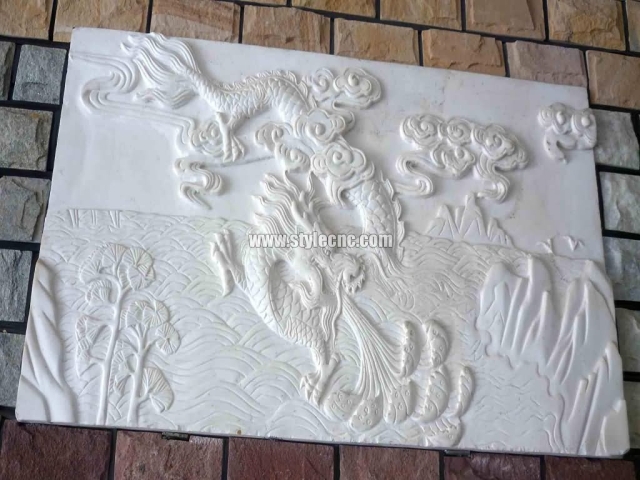 CNC Machine Carving Relief Sculpture with Stones